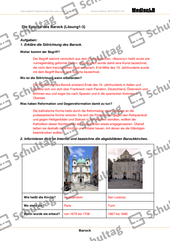 Die Epoche des Barock – Schultag
