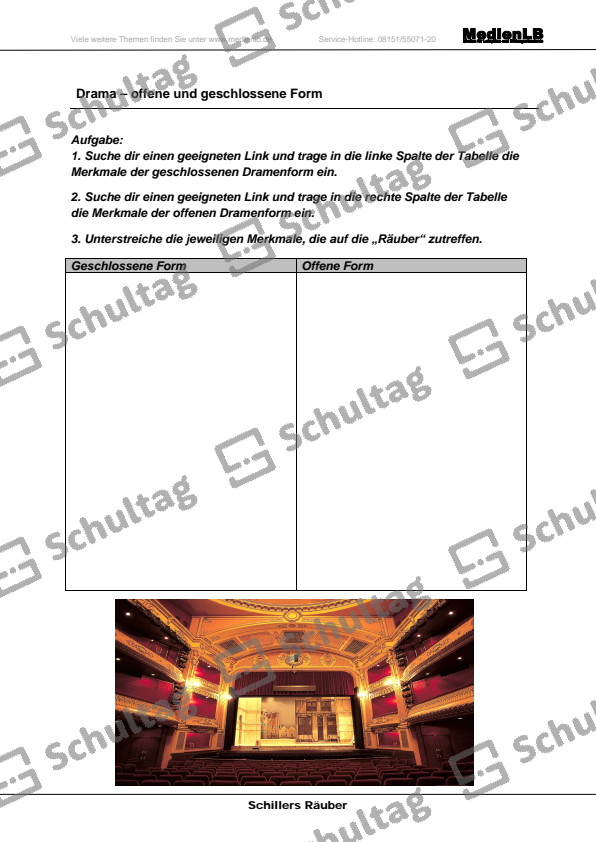 Drama offene und geschlossene Form – Schultag