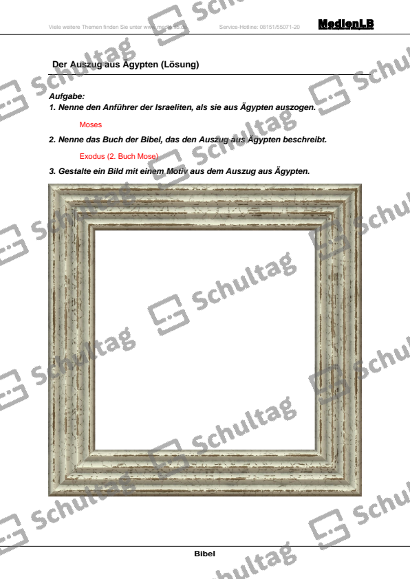 Der Auszug aus Ägypten – Schultag