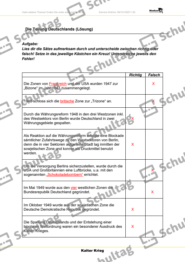 Die Teilung Deutschlands – Schultag