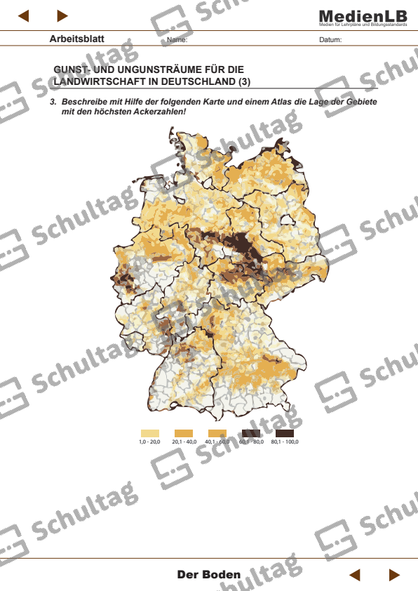 Gunst- und ungunsträume für die Landwirtschaft in Deutschland – Schultag