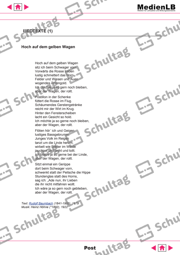 LIEDTEXTE – Schultag