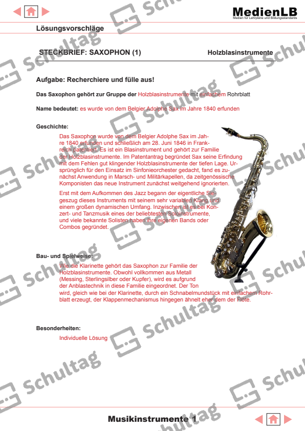 STECKBRIEF SAXOPHON – Schultag