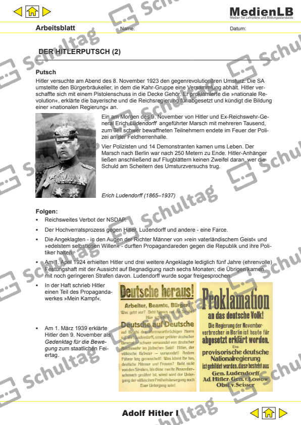 DER HITLERPUTSCH – Schultag