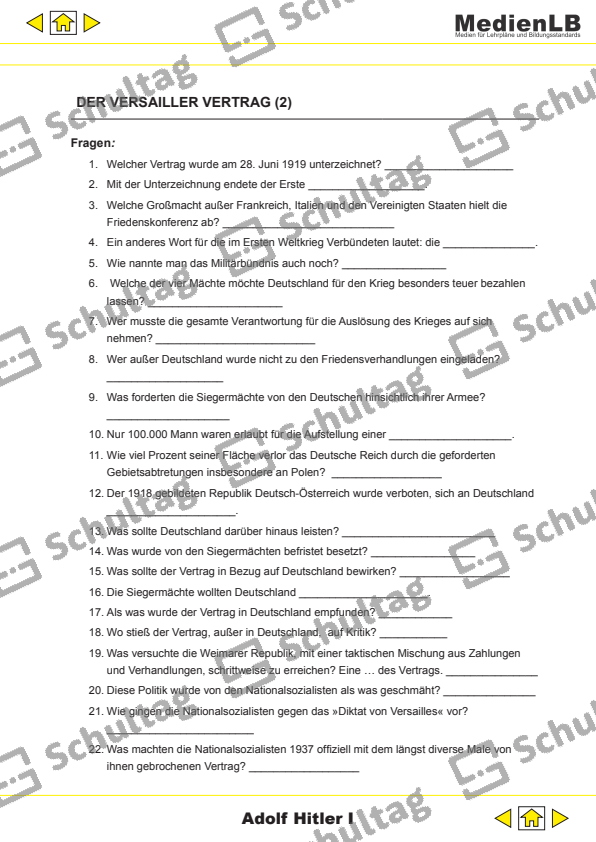 DER VERSAILLER VERTRAG – Schultag