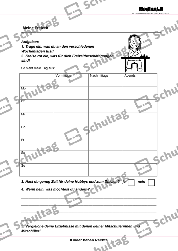 Meine Freizeit – Schultag