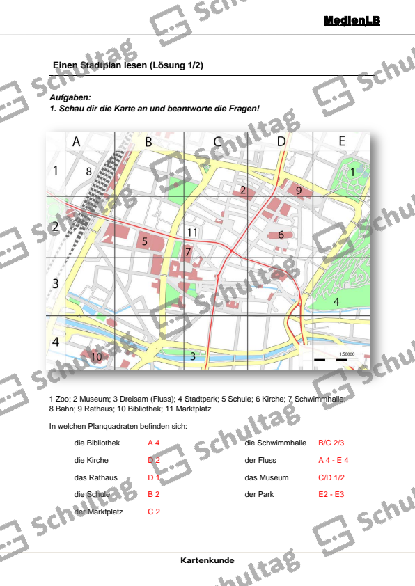 Einen Stadtplan lesen – Schultag