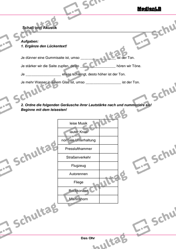 Schall und Akustik – Schultag