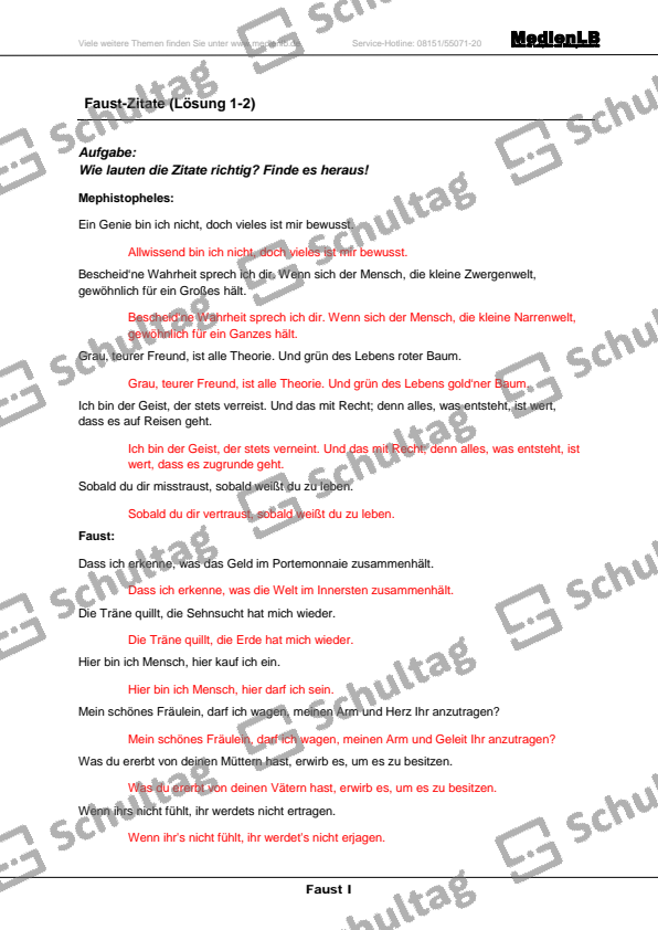 Faust Zitate – Schultag