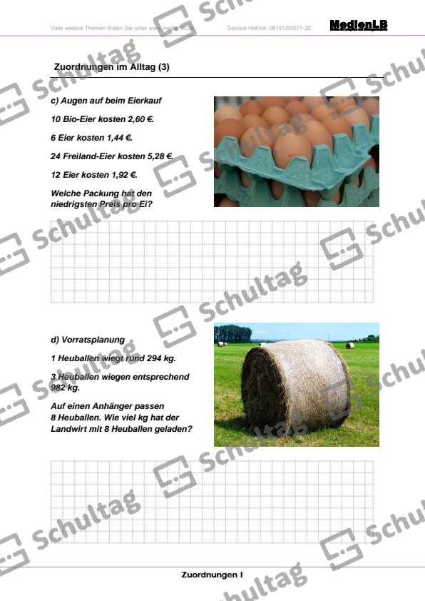 Zuordnungen im Alltag – Schultag