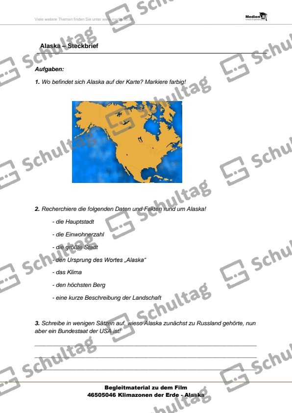 Die verschiedenen Regionen Alaskas – Schultag