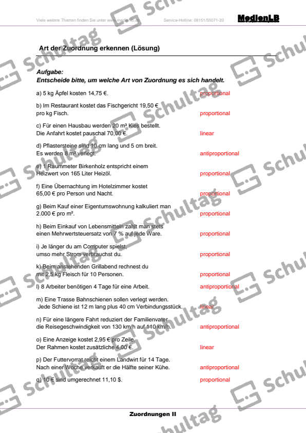 Art der Zuordnung erkennen – Schultag