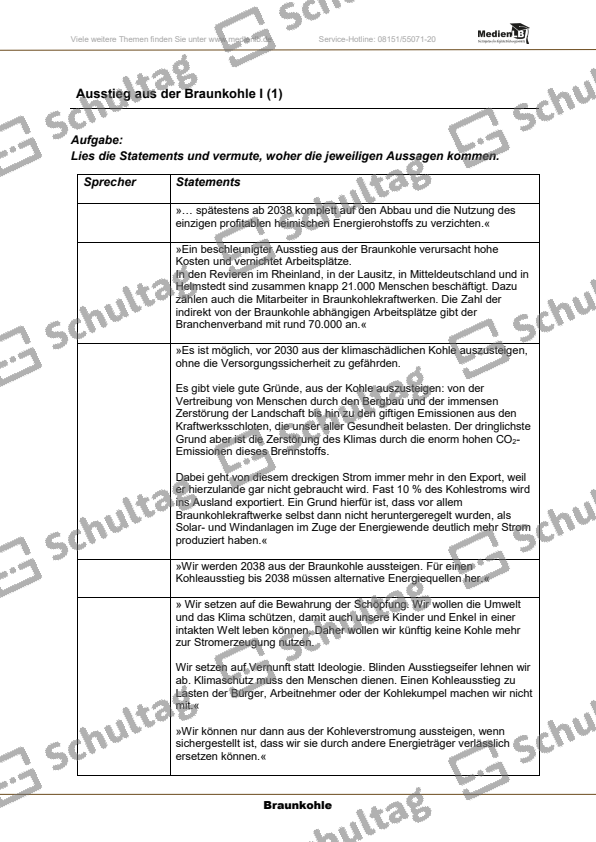 Braunkohle (Sammlung) – Schultag