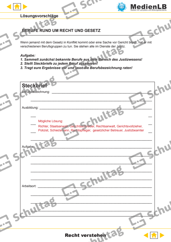 Berufe rund um Recht und Gesetz – Schultag