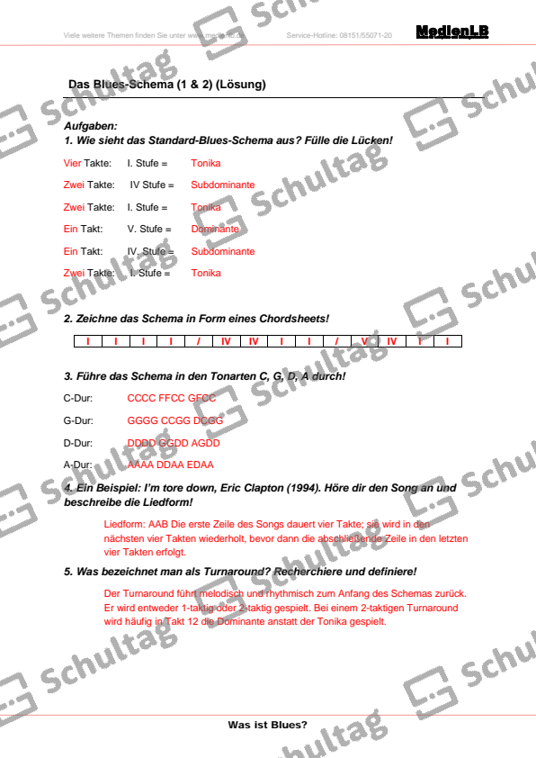 Das Blues-Schema – Schultag