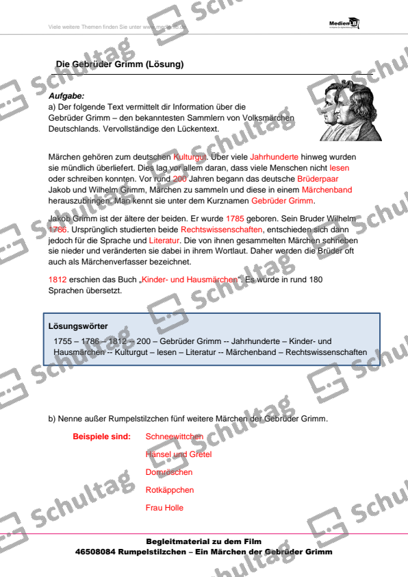 Die Gebrüder Grimm – Schultag