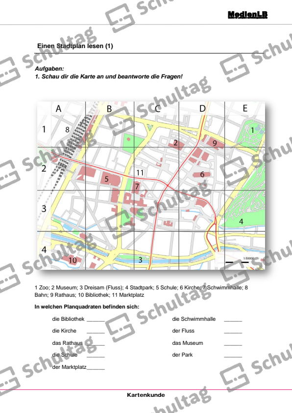 Einen Stadtplan lesen – Schultag