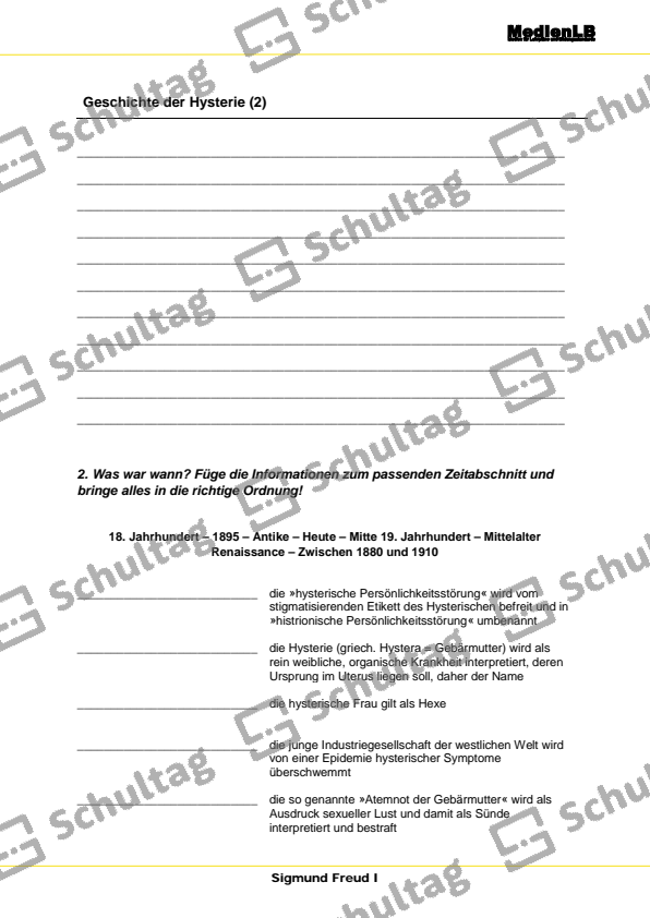 Geschichte der Hysterie – Schultag