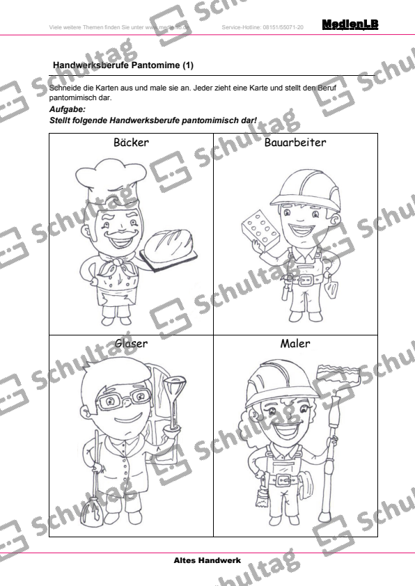 Handwerksberufe Pantomime – Schultag