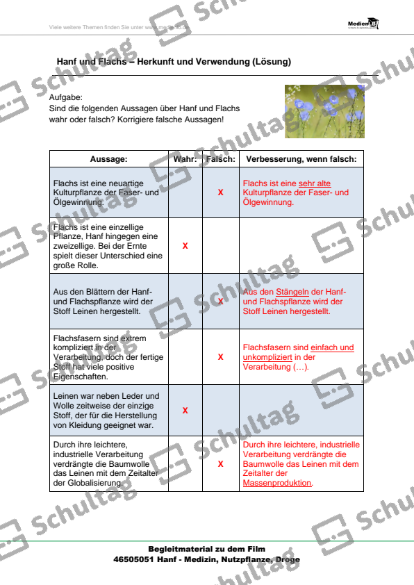 Hanf und Flachs – Herkunft und Verwendung – Schultag