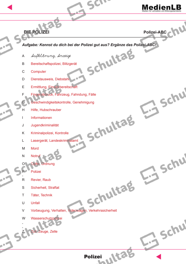 Polizei-ABC – Schultag