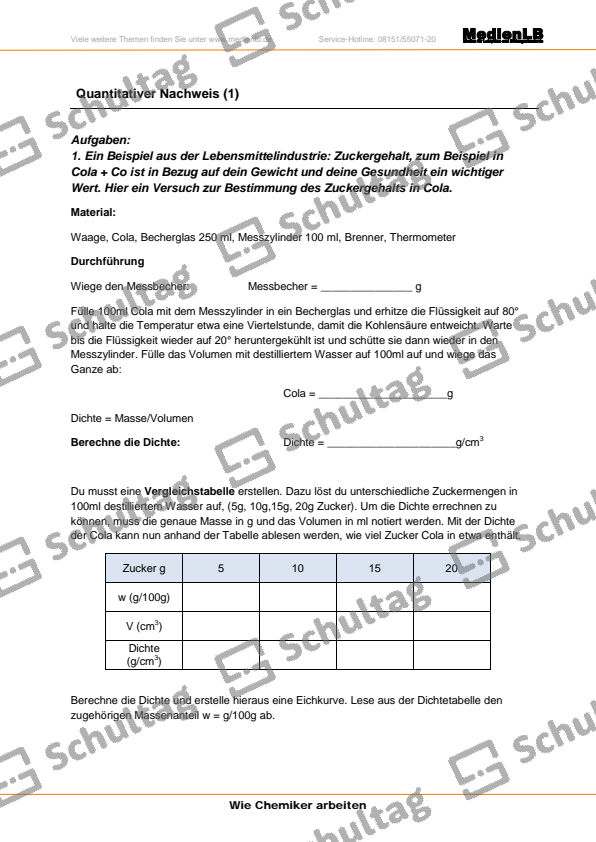 Quantitativer Nachweis – Schultag