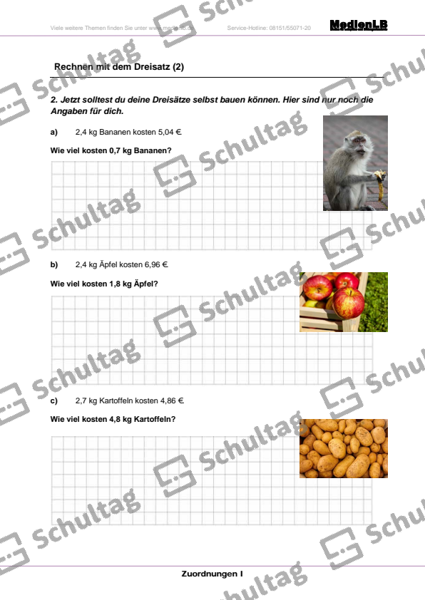 Rechnen mit dem Dreisatz – Schultag