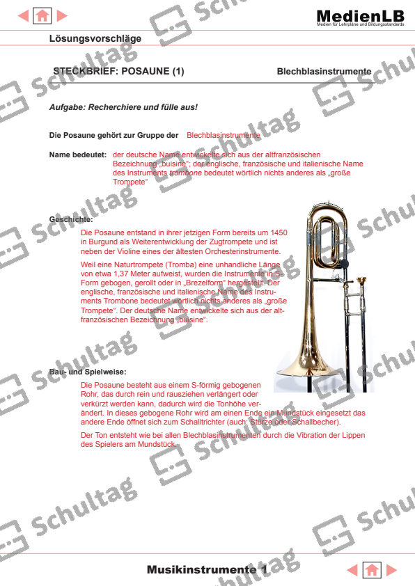 STECKBRIEF POSAUNE – Schultag