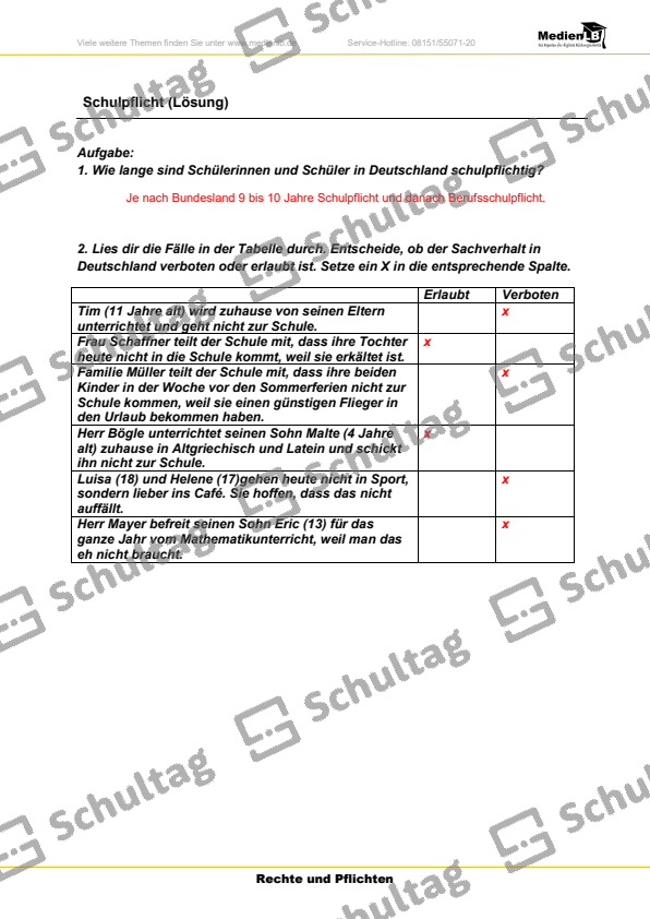 Schulpflicht – Schultag