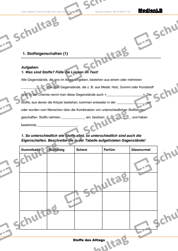 Stoff-Parcours – Schultag