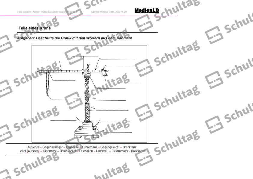 Teile eines Krans – Schultag