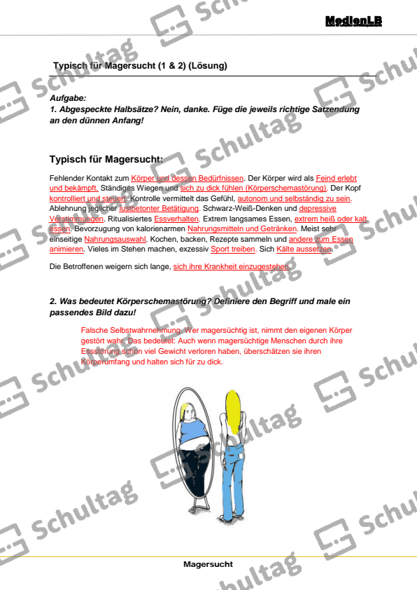 Typisch für Magersucht – Schultag