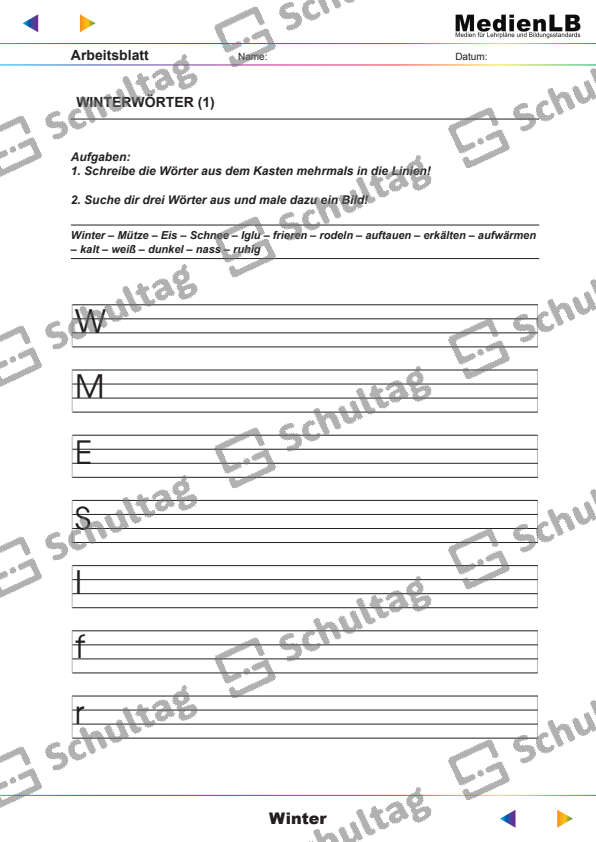 WAS TUST DU IM WINTER – Schultag