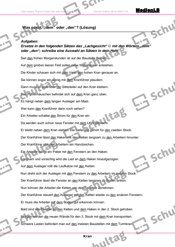 Was passt dem oder den – Schultag