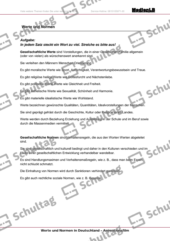 Werte Normen – Schultag