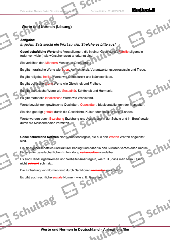 Werte und Normen – Schultag